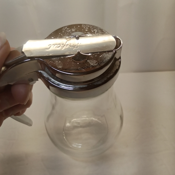 Dripcut | Dining | Vtg Dripcut Clear Glass Chrome Syrup Pitcher ...